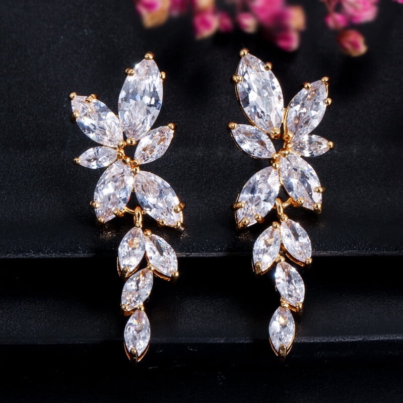 2Ct Diamond Marquise Cut 14K Yellow Gold Gold Plated Women Dangle Drop ...