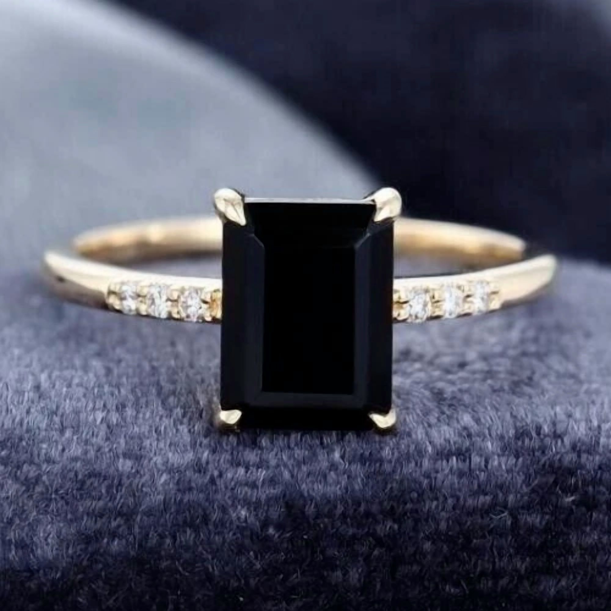 2Ct Emerald Cut Simulated Black Diamond Women Wedding Ring 14K Rose ...