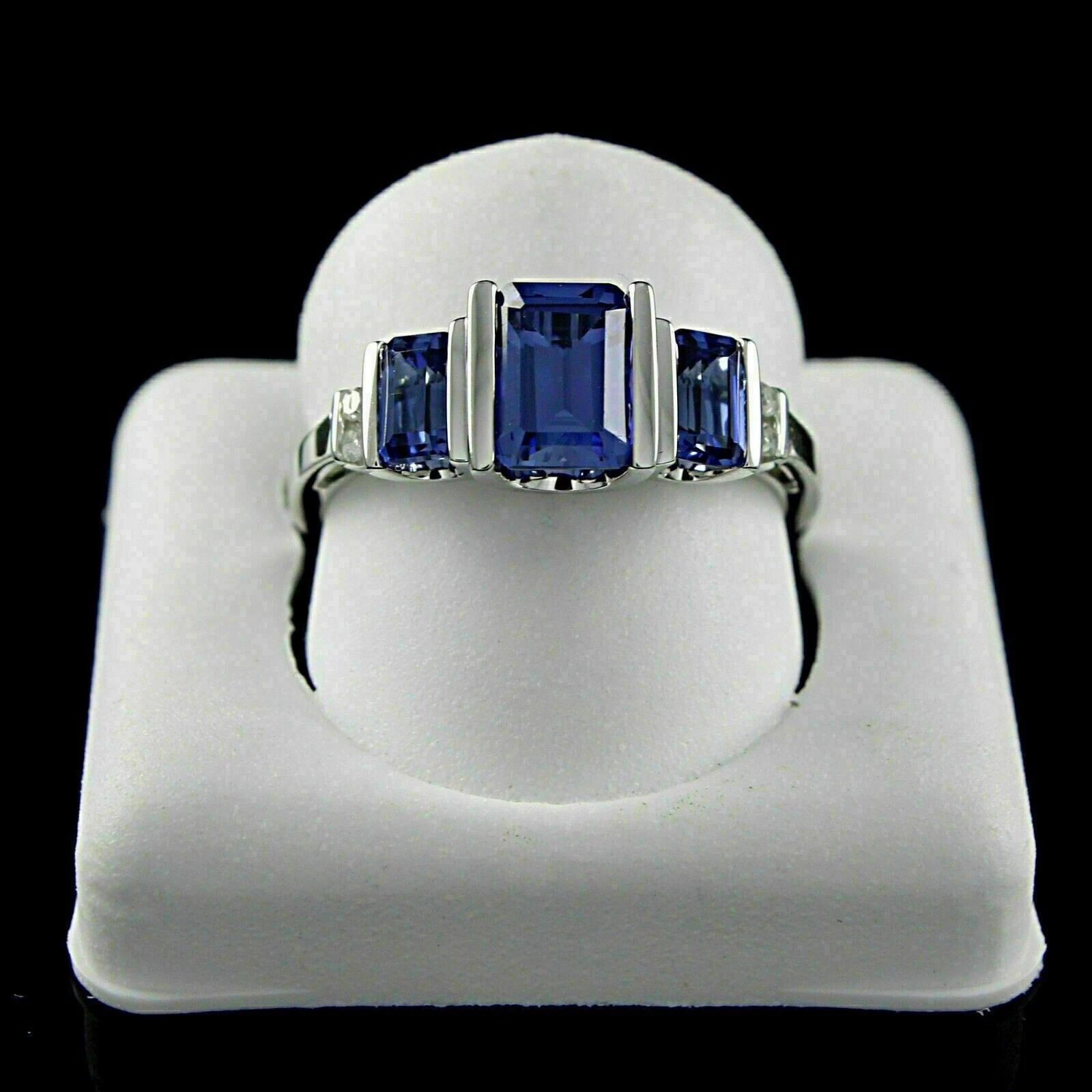 2Ct Emerald Cut Simulated Blue Sapphire Women's Engagement Ring 14K ...