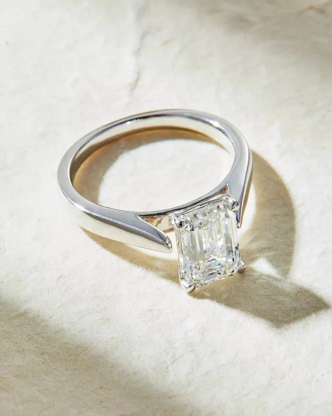 2Ct Emerald Cut Simulated Diamond Solitaire Engagement Ring In 14k ...