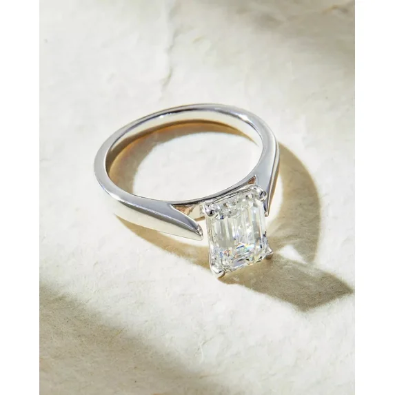 2Ct Emerald Cut Simulated Diamond Solitaire Engagement Ring In 14k White Gold Plated - Walmart.com