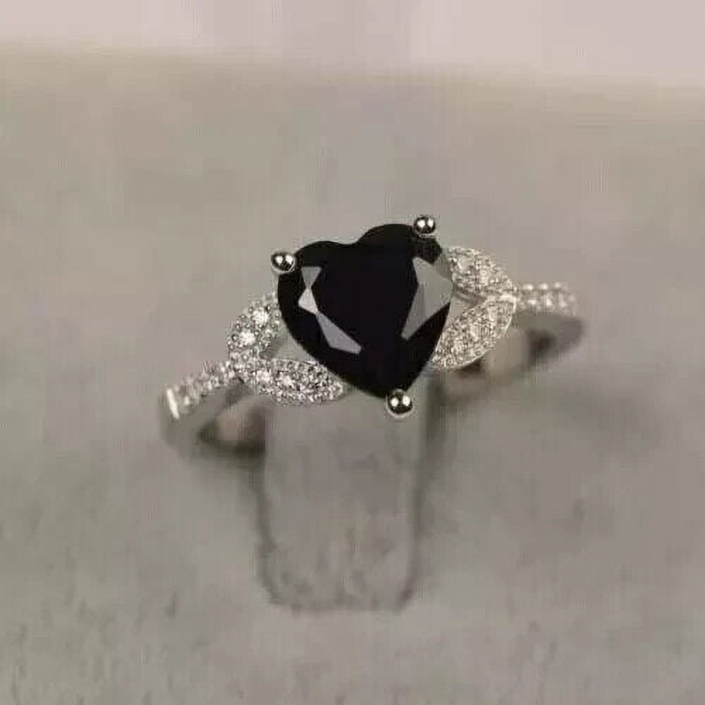 2Ct Heart Cut Lab-Created Black Diamond Women's Wedding Lovely Ring 14K ...