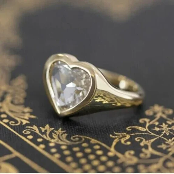 2Ct Heart Cut Moissanite Bezel Engagement Ring Yellow Gold Plated ...
