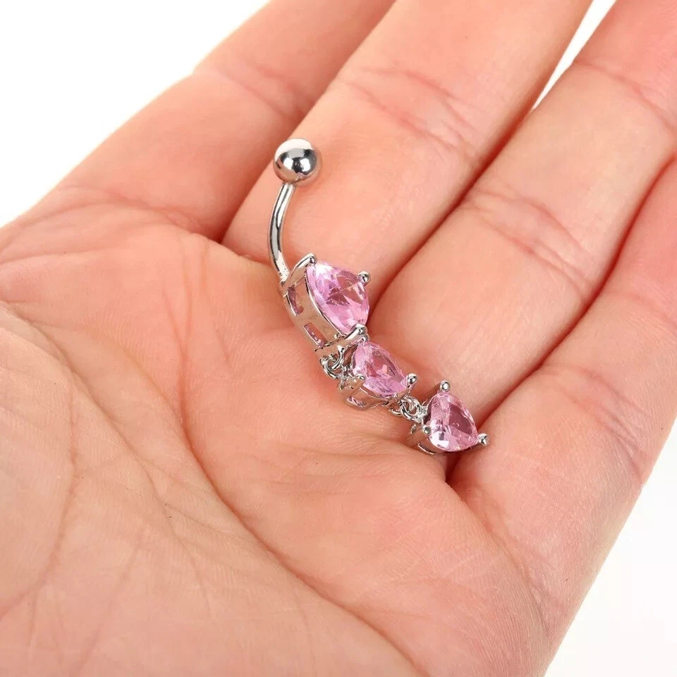 2Ct Heart Cut Simulated Pink Sapphire Women Body Piercing Belly Button ...