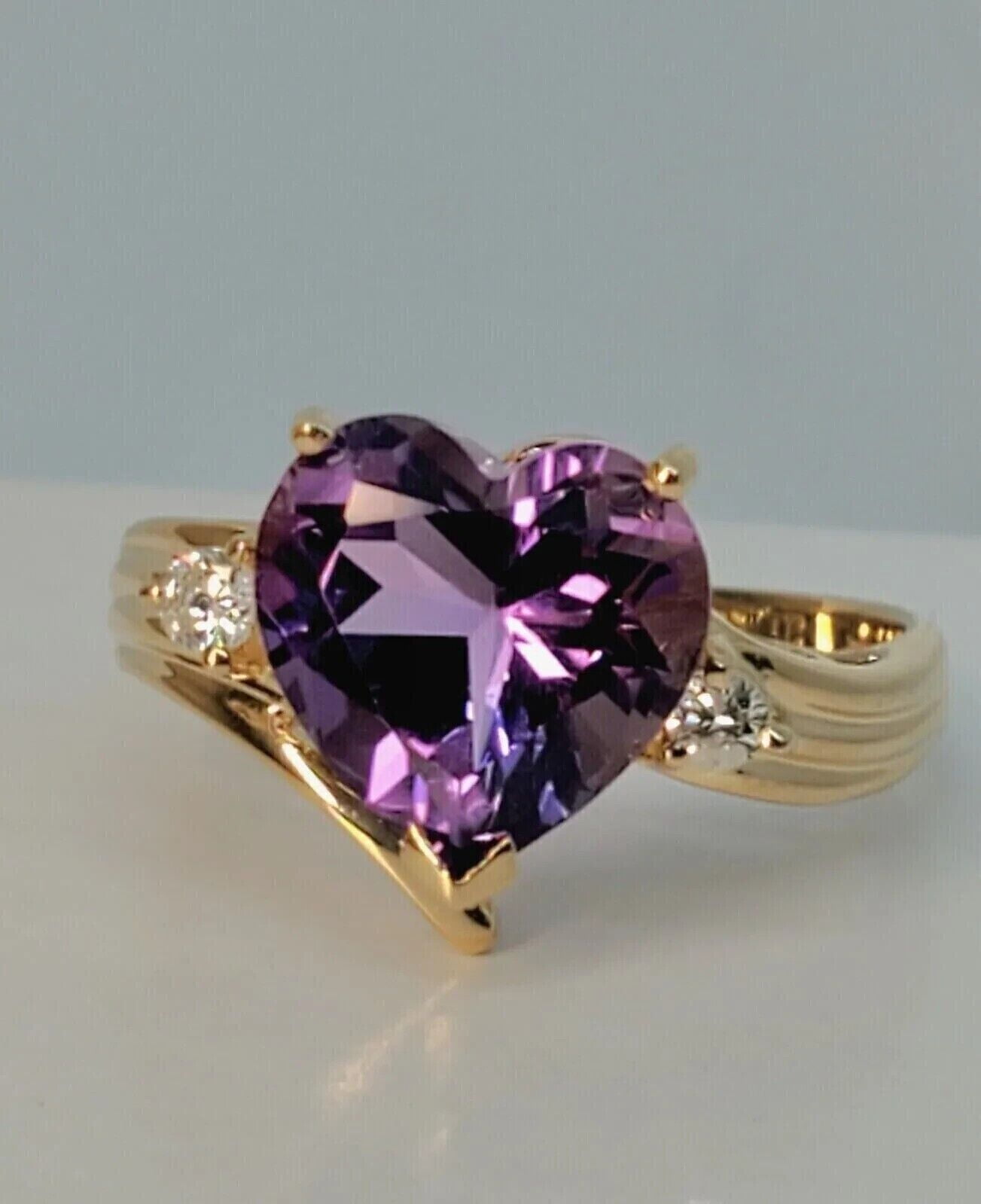 2Ct Lab Created Amethyst Heart Cut Women's Wedding & Engagement Fancy ...