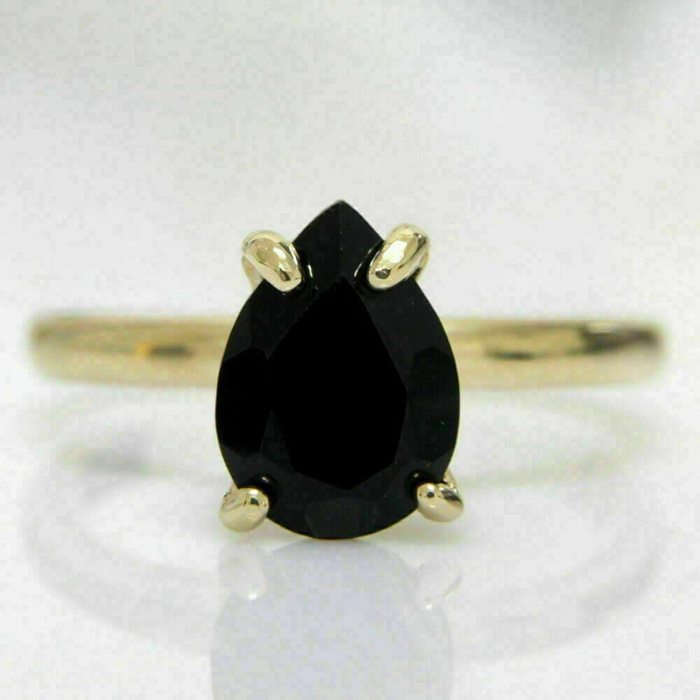 2Ct Lab Created Black Diamond Pear Cut Women's Solitaire Fancy & Beauty ...