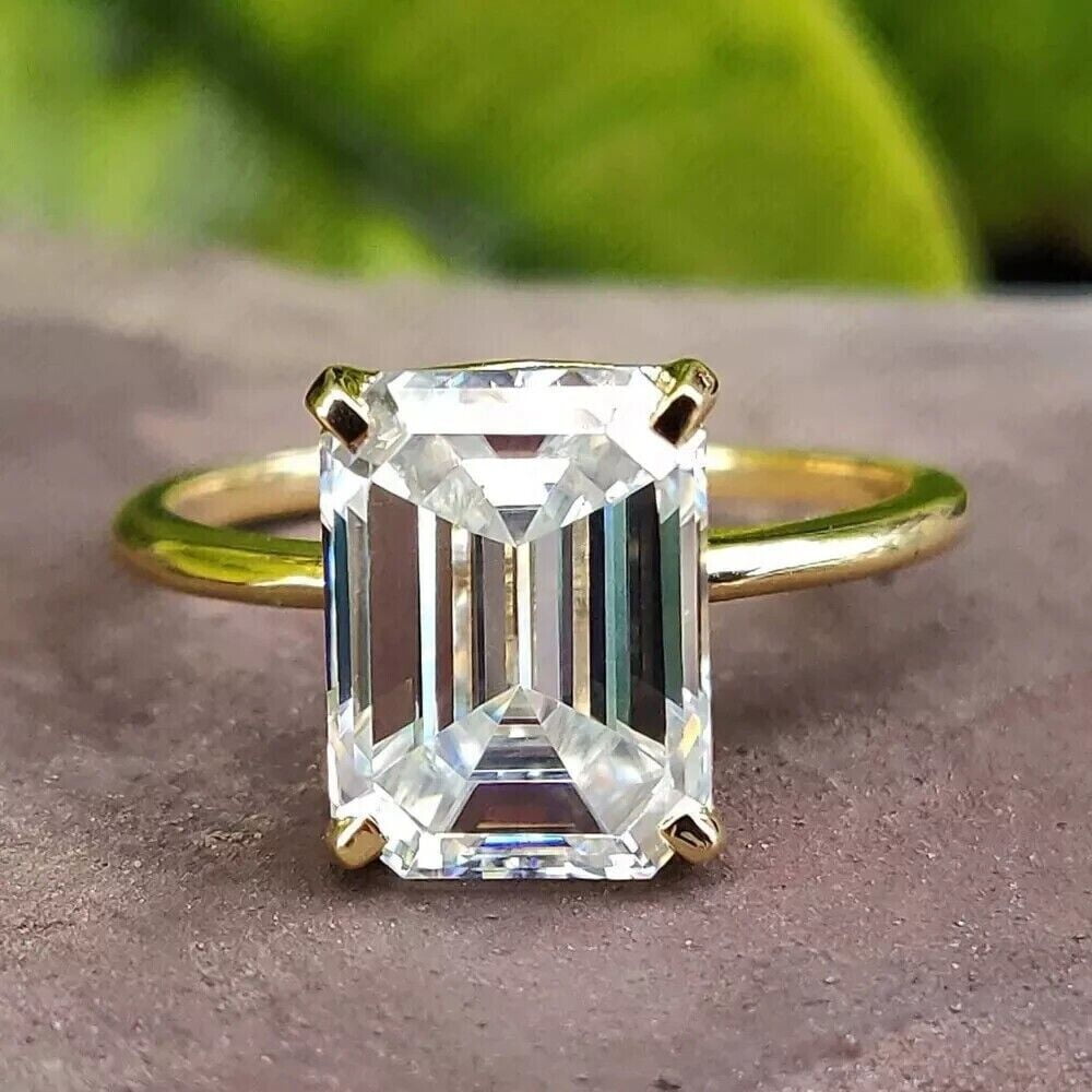 2Ct Lab Created Diamond Emerald Cut Solitaire Fancy Engagement Ring In ...
