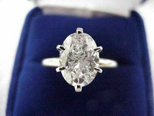2Ct Lab Created Diamond Oval Cut Solitaire Engagement Ring 14K White ...