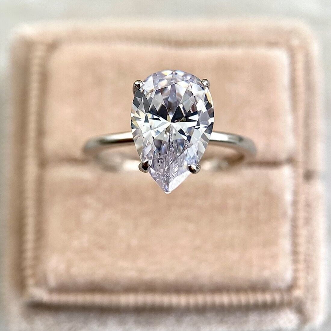 2Ct Lab Created Diamond Pear Cut Solitaire Engagement Ring 14K White Gold Plated - Walmart.com