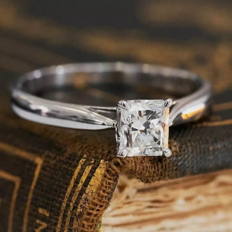 2Ct Lab Created Diamond Princess Cut Solitaire Engagement Ring 14k ...