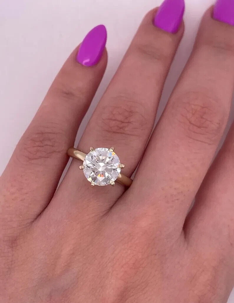 2Ct Lab Created Diamond Round Cut Solitaire Beauty Engagement Ring 14K ...