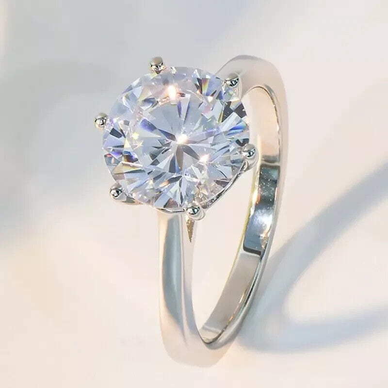 2Ct Lab Created Diamond Round Cut Solitaire Engagement Gift Ring 14K ...