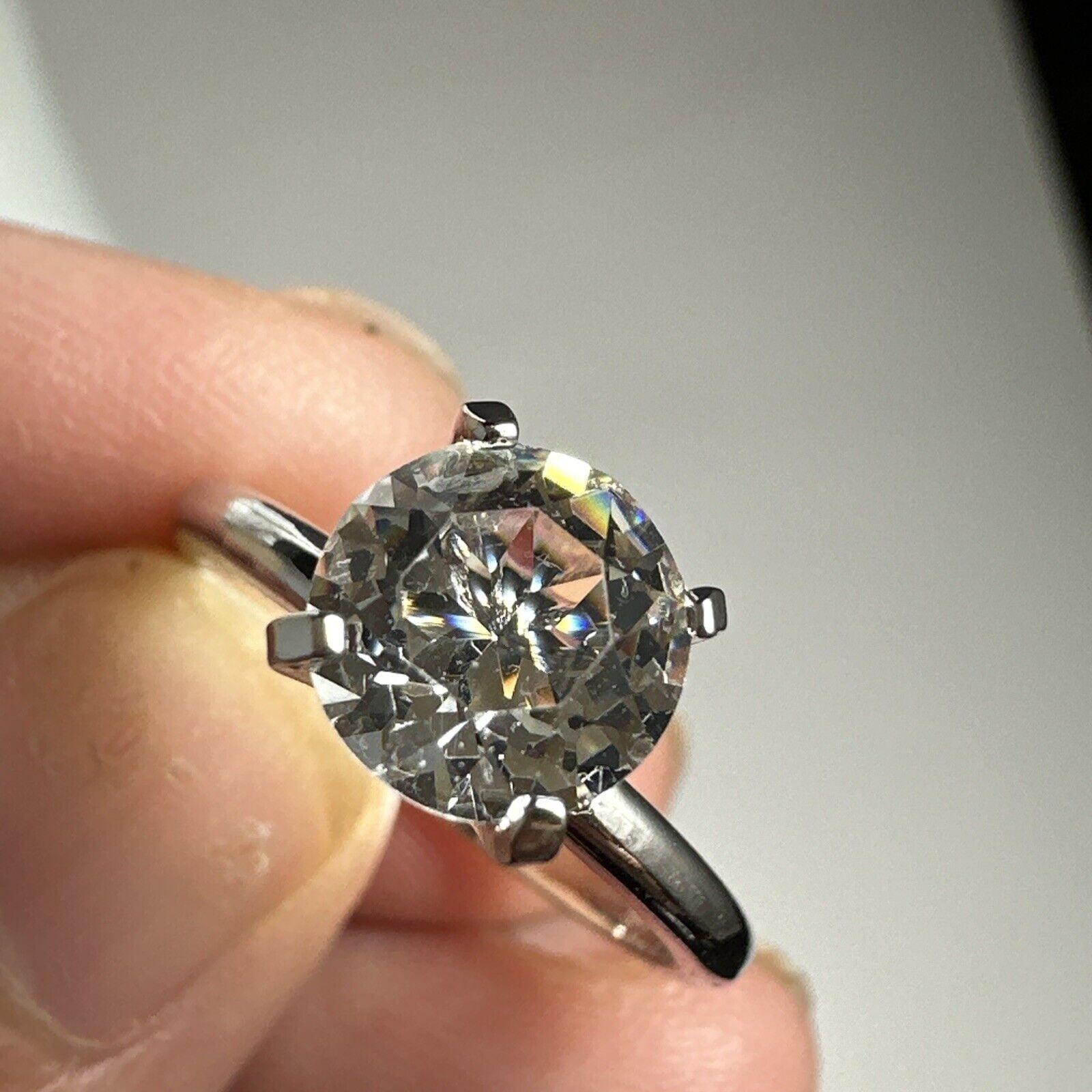 2Ct Lab Created Diamond Round Cut Solitaire Engagement Ring 14K White ...