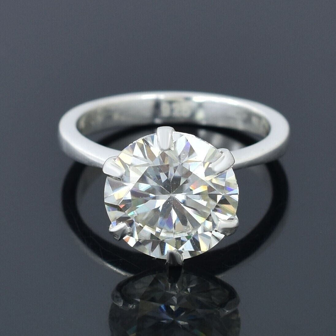 2Ct Lab Created Diamond Round Cut Solitaire Fancy Ring 14K White Gold ...