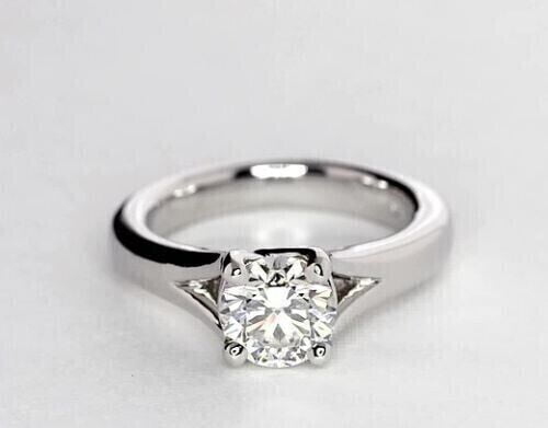 2Ct Lab Created Diamond Round Cut Solitaire Fancy Ring 14K White Gold ...