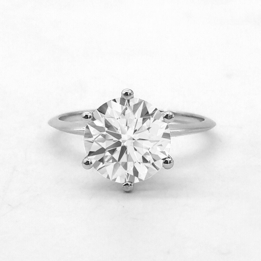 2Ct Lab Created Diamond Round Cut Solitaire Leady Engagement Ring 14K ...