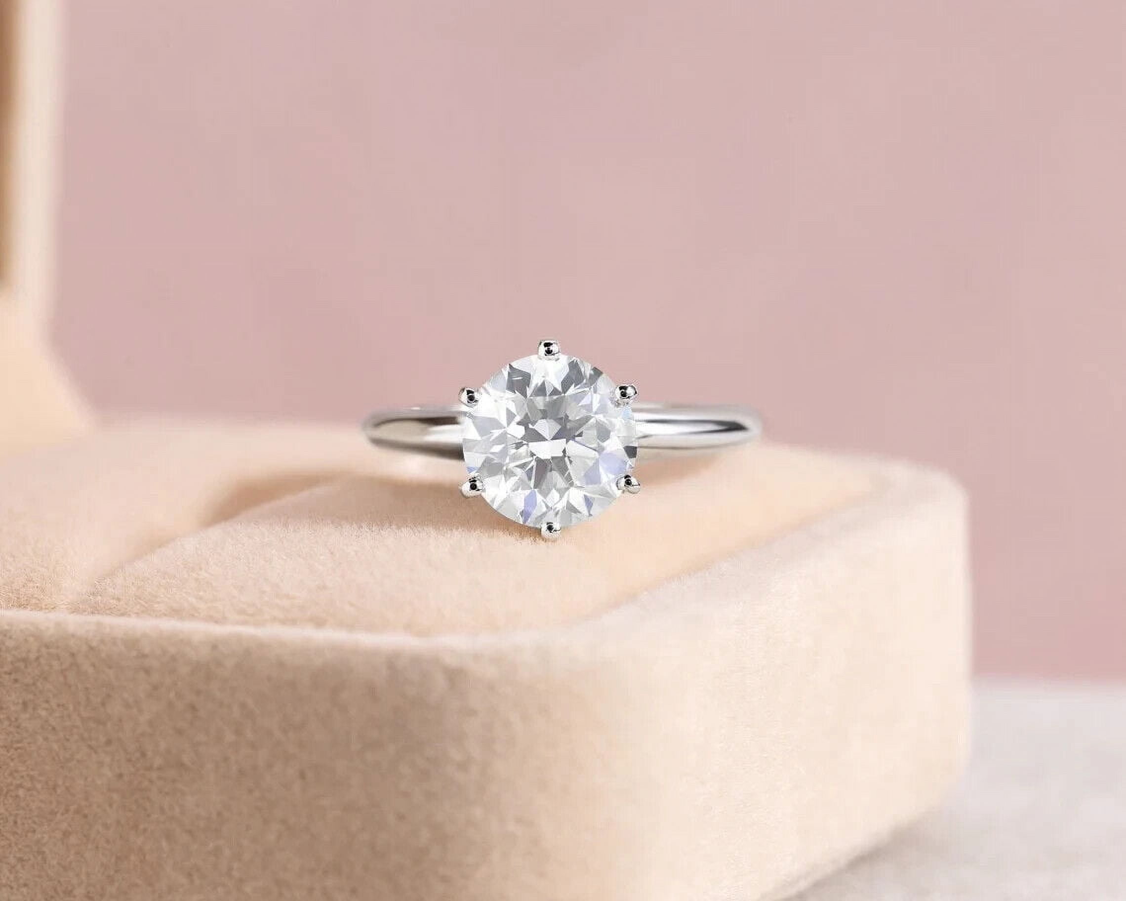 2Ct Lab Created Diamond Round Cut Solitaire Leady Fancy Ring 14K White ...