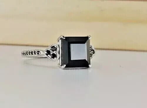 2Ct Lab Created Princess Cut Black Diamond 14K White Gold Plated ...