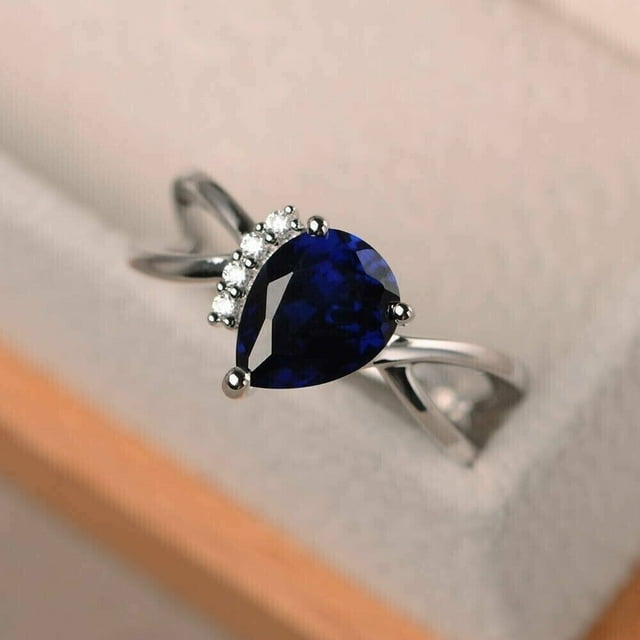 2Ct Lab Created Sapphire & Diamond Pear Cut Leady Beauty Engagement ...