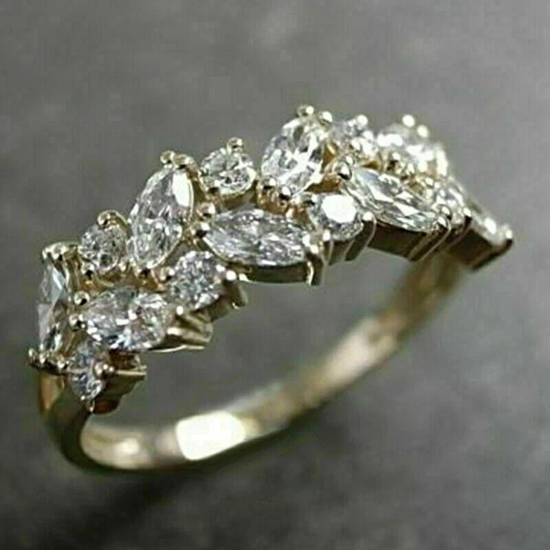 2Ct Marquise Cut Lab Created Women's Weeding Band Ring 14K Yellow Gold ...