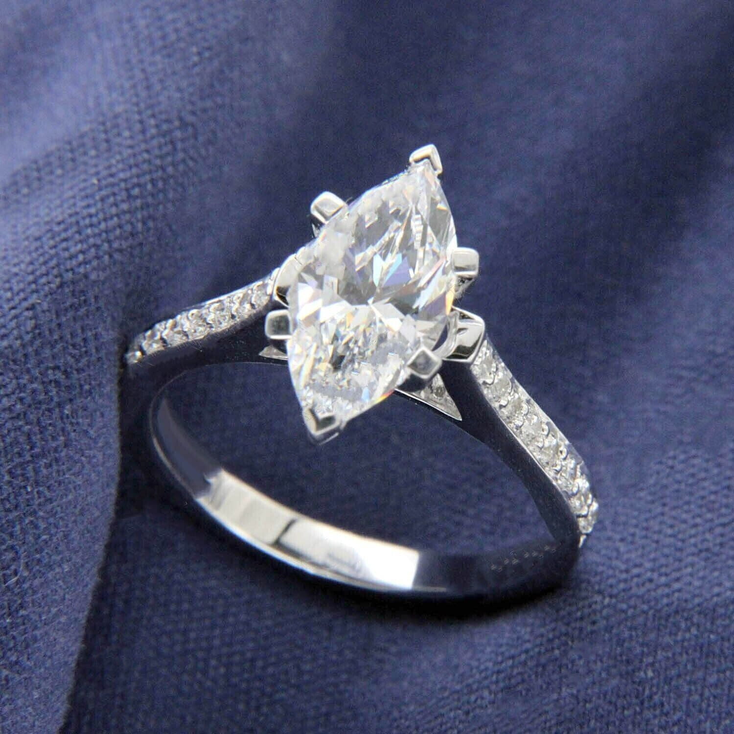 2Ct Marquise Lab-Created Diamond Womens Engagement Ring 14k White Gold ...