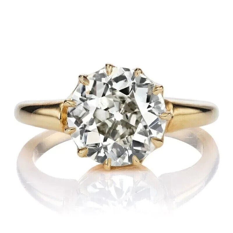 2Ct Old European Cut IGI Certified Lab Grown / CVD Diamond Ring 14K ...