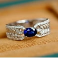 2Ct Oval Cut Simulated Blue Sapphire Diamond Women's Engagement Ring ...