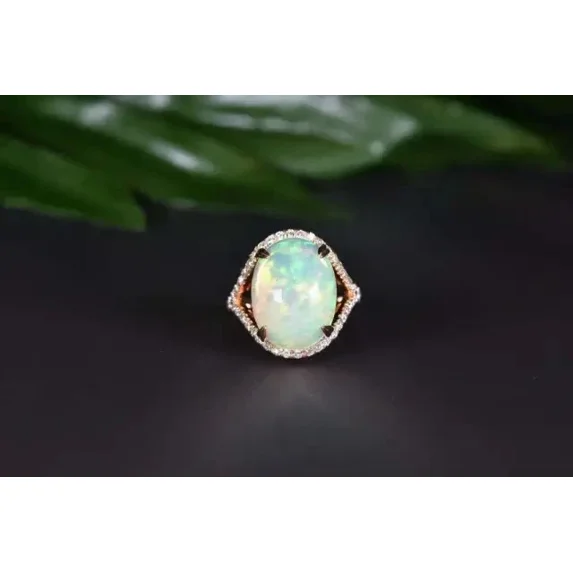 2Ct Oval Cut Simulated Fire Opal Halo Women's Wedding Ring 14k Rose ...