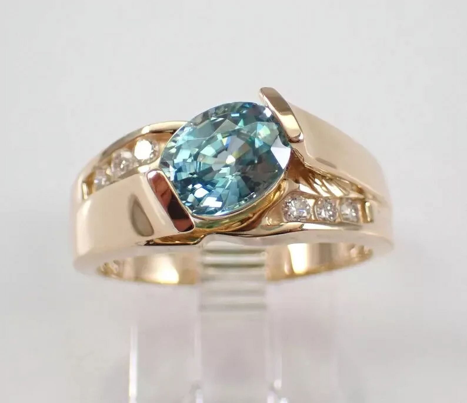 2Ct Oval Cut Simulated London Blue Topaz Band Solitaire Wedding Ring ...