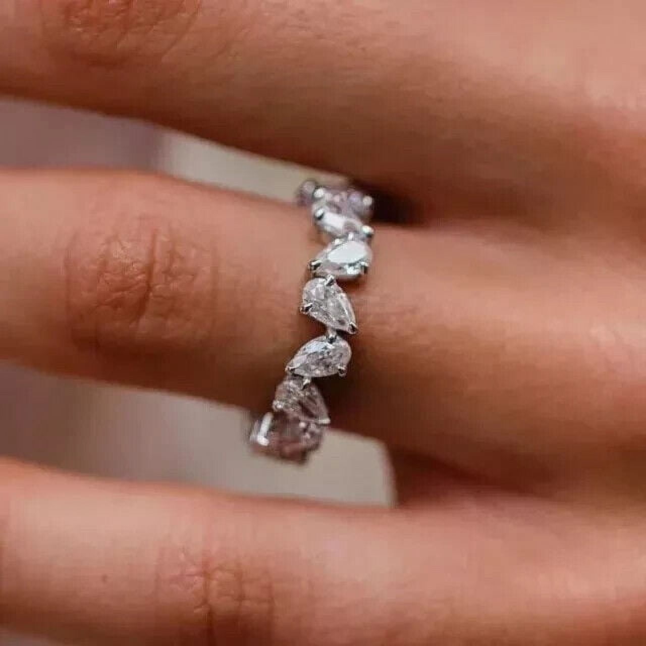 2Ct Pear Cut Lab Created Diamond Full Eternity Wedding Band Engagement ...