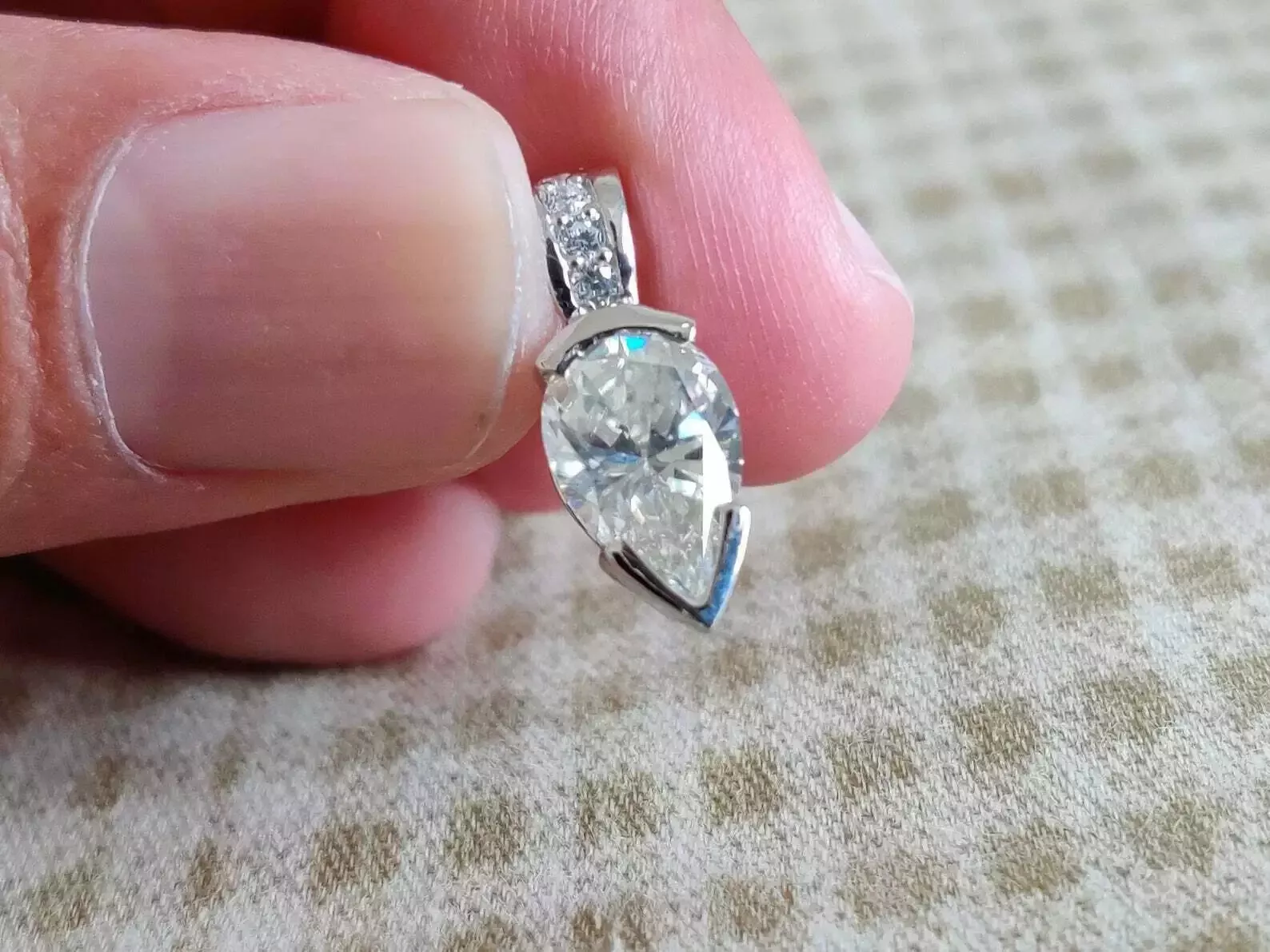 2Ct Pear Cut Lab Created Diamond Solitaire Pendant 14K White Gold ...