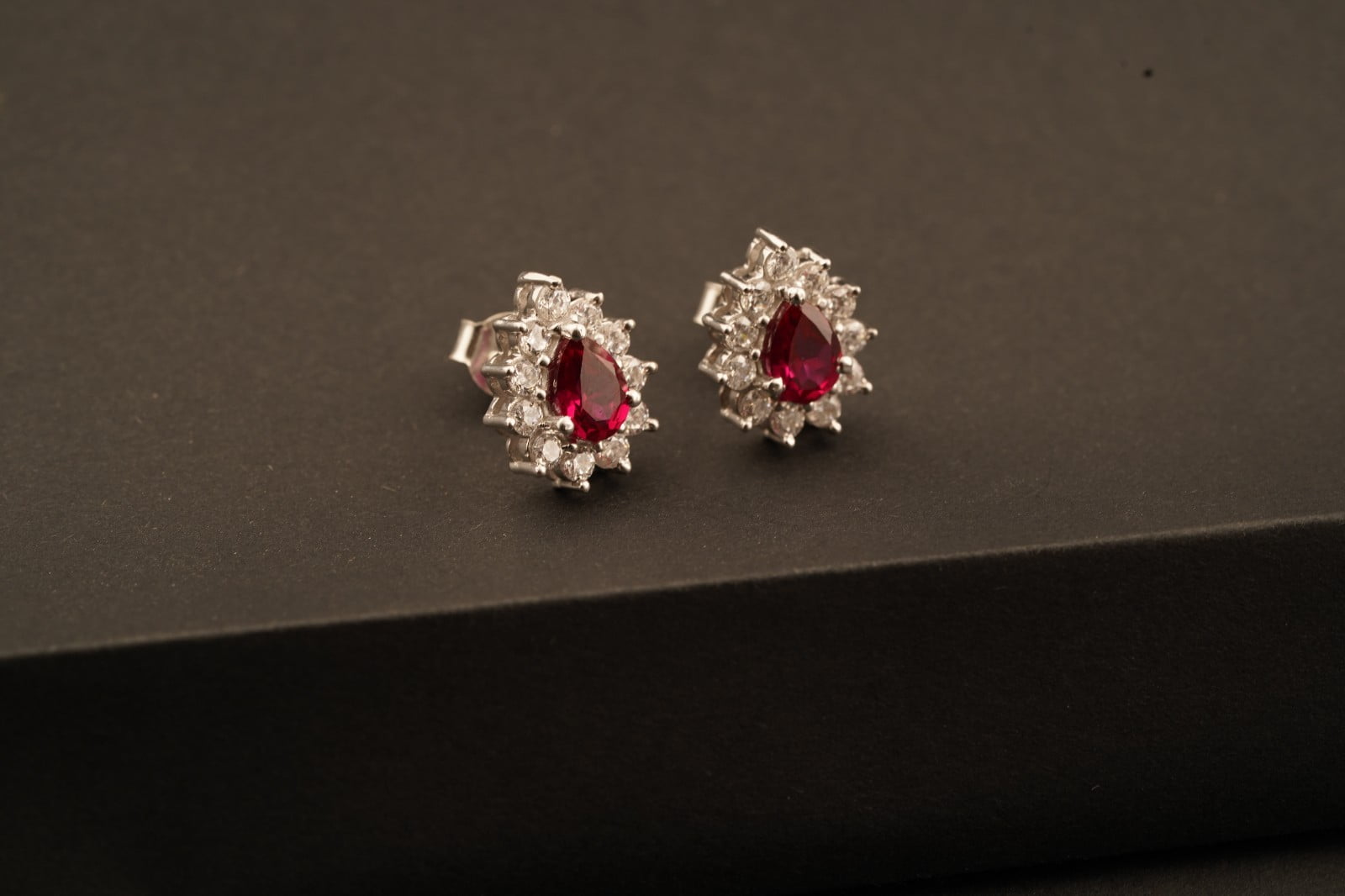 2Ct Pear Cut Simulated Red Ruby Women's Weddings Gift Stud Earrings 14K ...