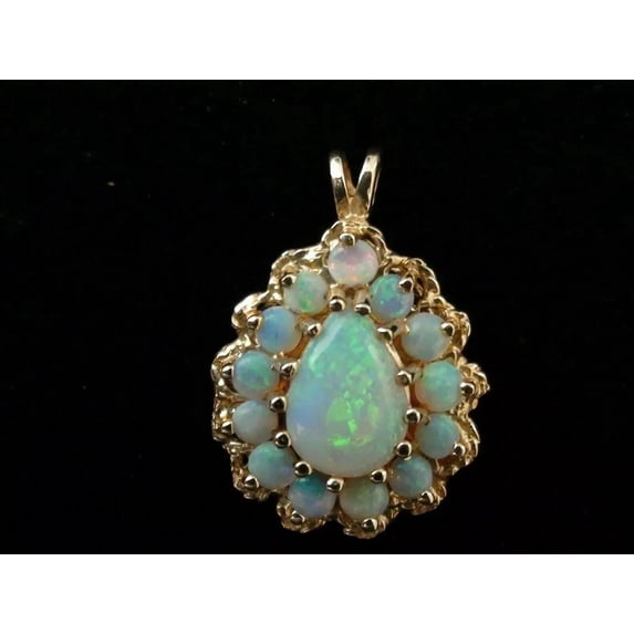 2Ct Pear Lab Created Fire Opal Teardrop Pendant 14K Yellow Gold Plated ...