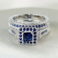 2Ct Princess Simulated Blue Sapphire Halo Wedding Women's Bridal Ring ...