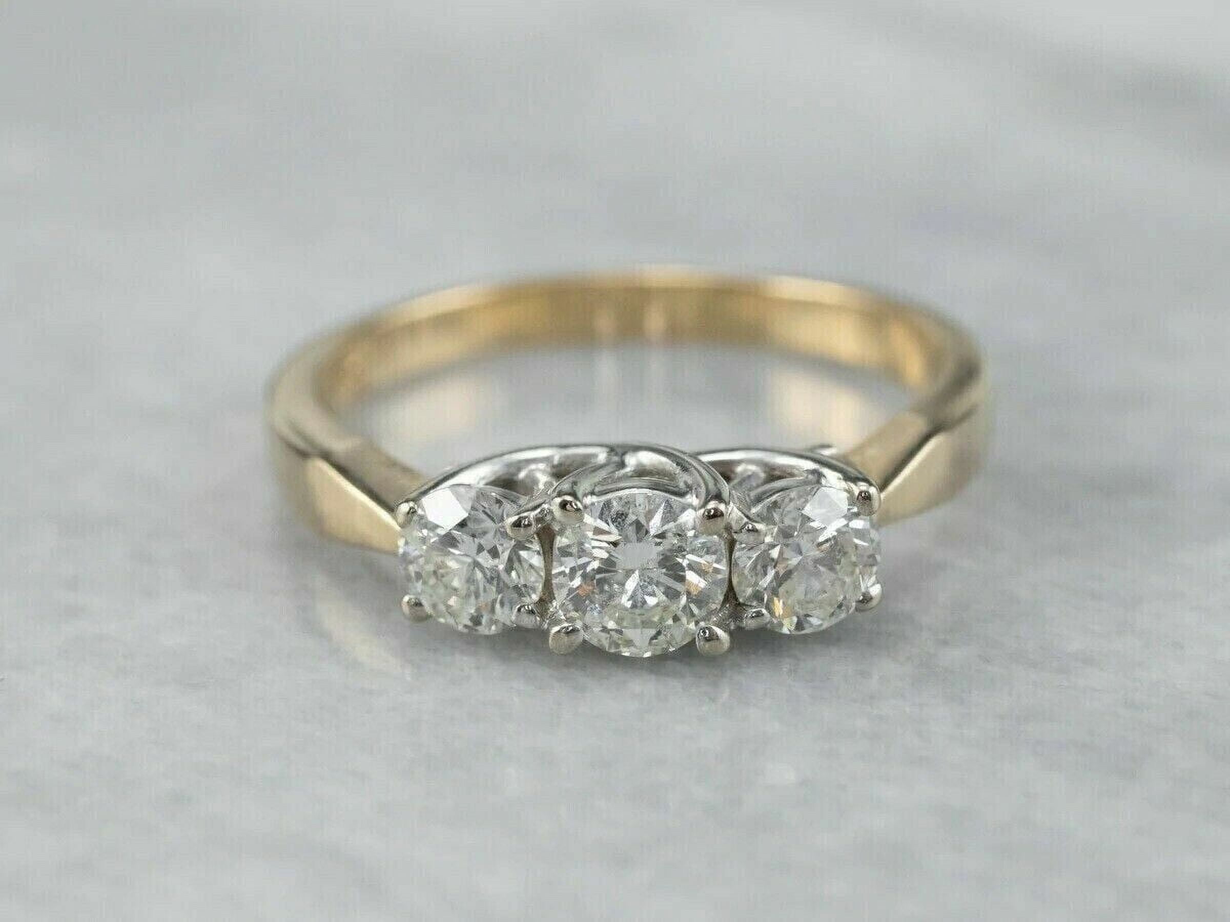 2Ct Real Miossanite Round 3-Stone Engagement Ring 14k Yellow Gold Plated - Walmart.com