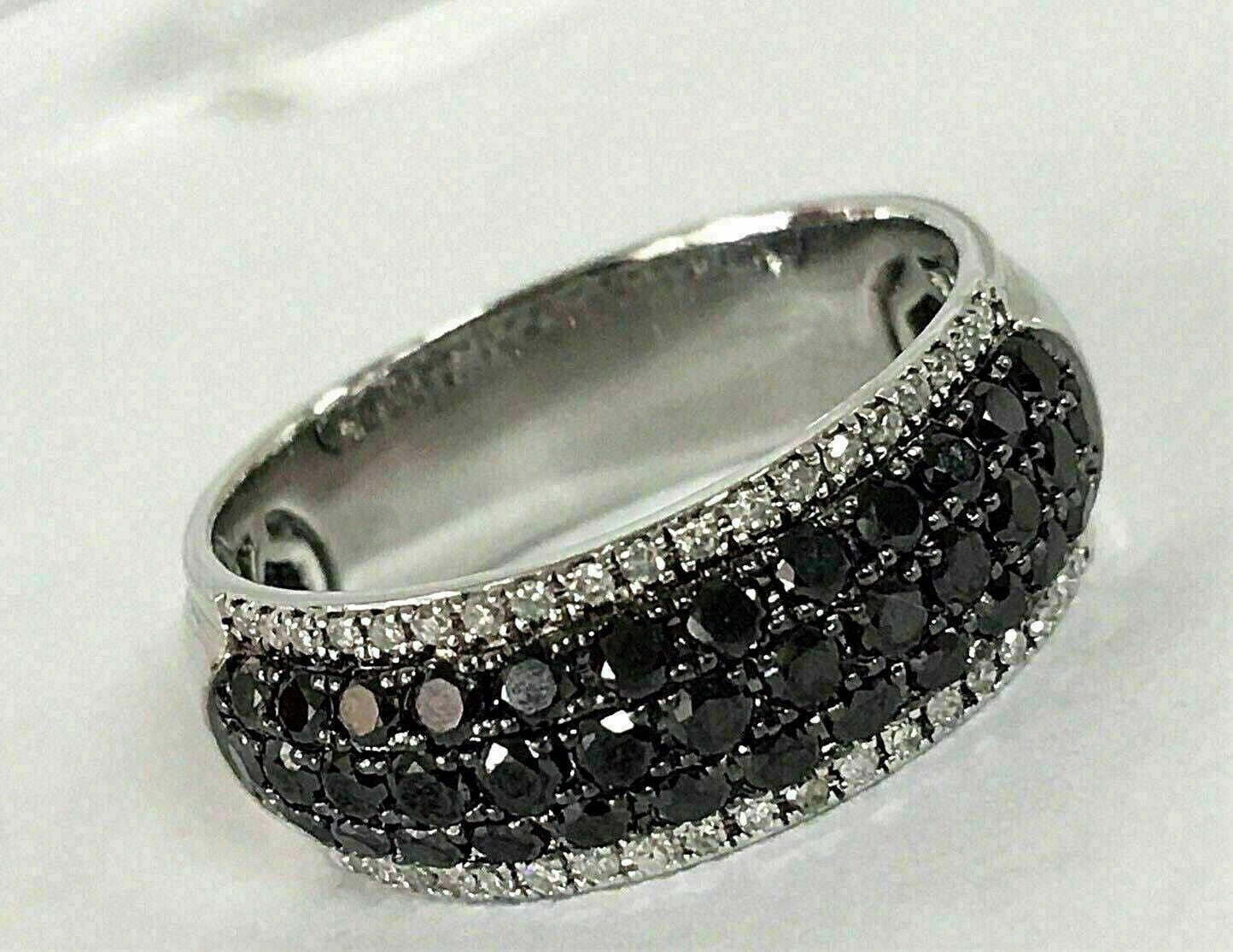 2Ct Round Cut Black Lab Created Diamond Wedding Band Ring 14K White ...