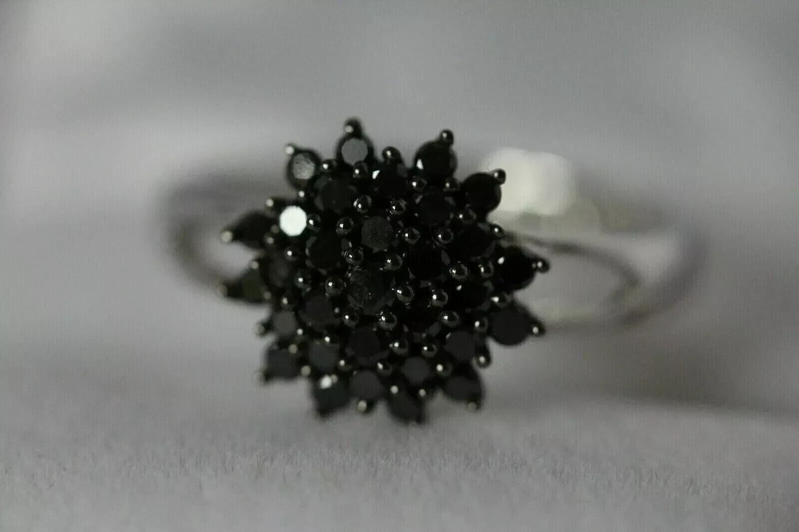 2Ct Round Cut Lab Created Black Diamond Cluster Engagement Ring 14K ...