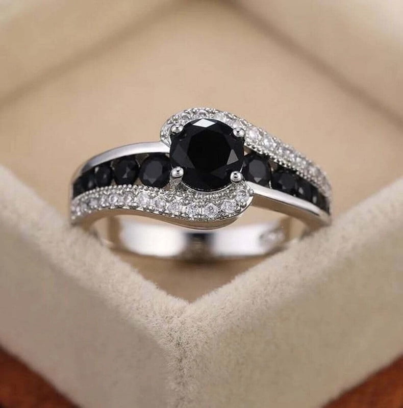 2Ct Round Cut Lab Created Black Diamond Engagement Ring 14K White Gold ...