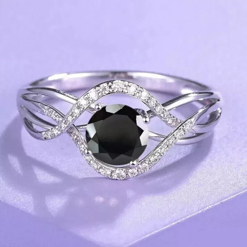 2Ct Round Cut Lab-Created Black Diamond Women's Engagement Ring 14k ...
