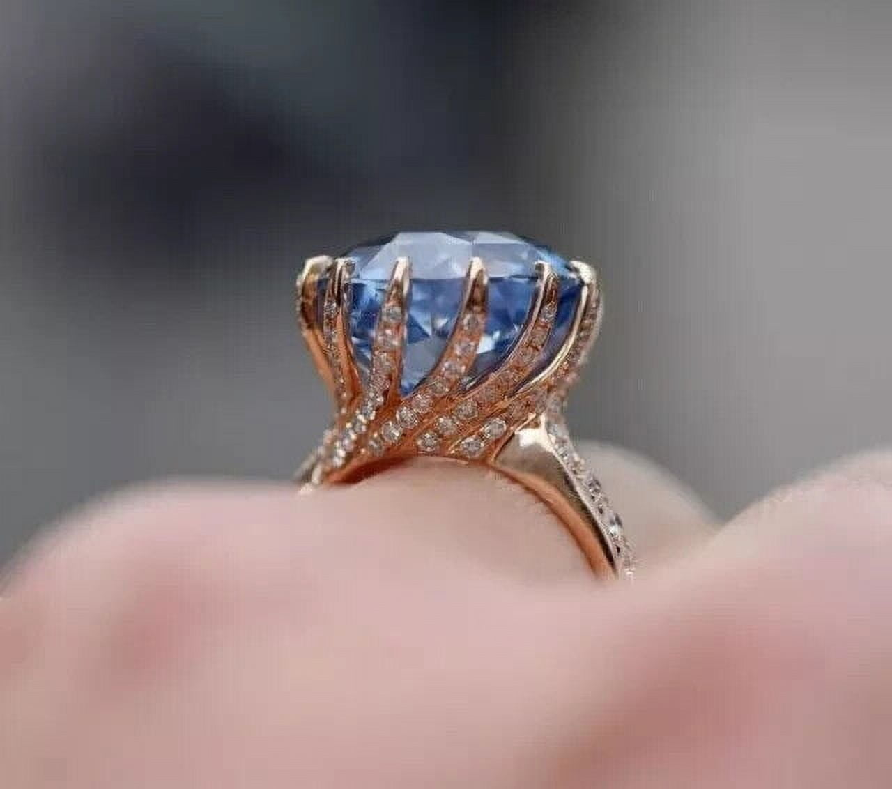 2Ct Round Cut Lab Created Blue Tanzanite Diamond Women's Ring 14K Rose ...