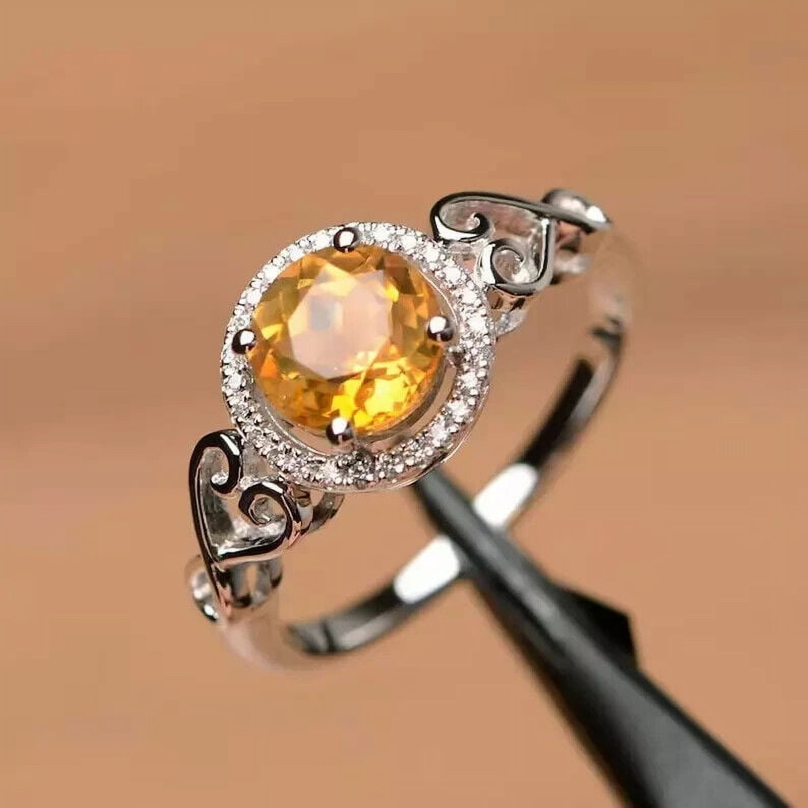 2Ct Round Cut Lab Created Citrine Women's Engagement Ring 14K White ...