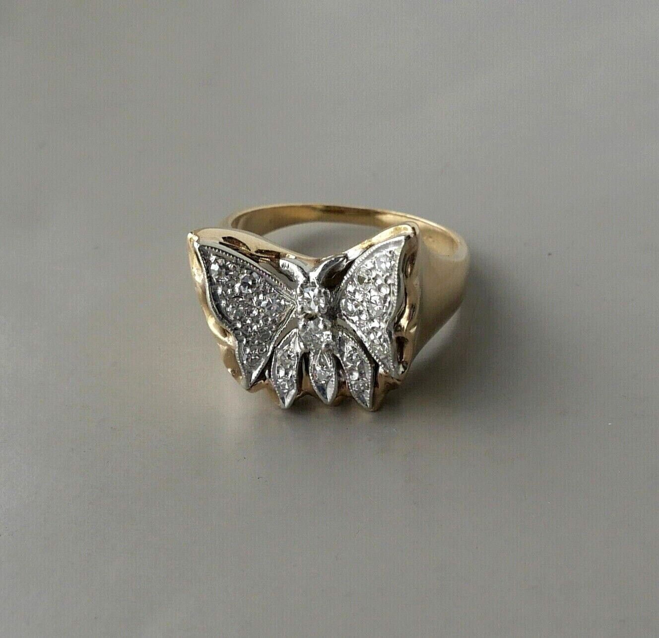 2Ct Round Cut Lab Created Diamond 14K Yellow Gold Plated Butterfly ...