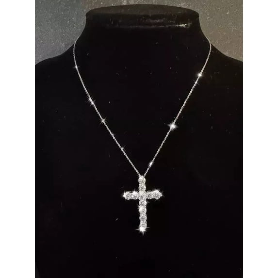 2Ct Round Cut Lab Created Diamond Cross Shape Men's Pendant Chain 14K ...