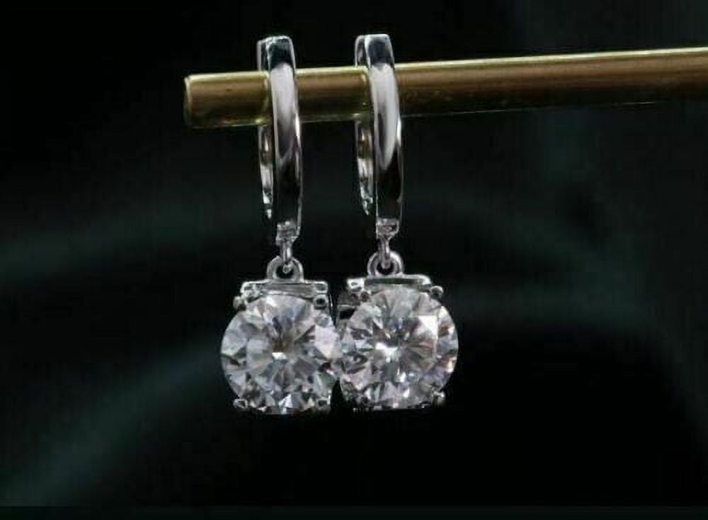 2Ct Round Cut Lab Created Diamond Drop Dangle Women Earrings 14k White ...