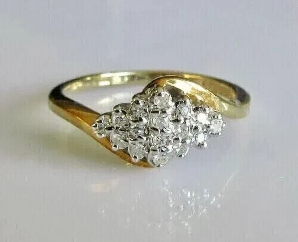 2Ct Round Cut Lab Created Diamond Engagement Cluster Ring 14K Yellow ...