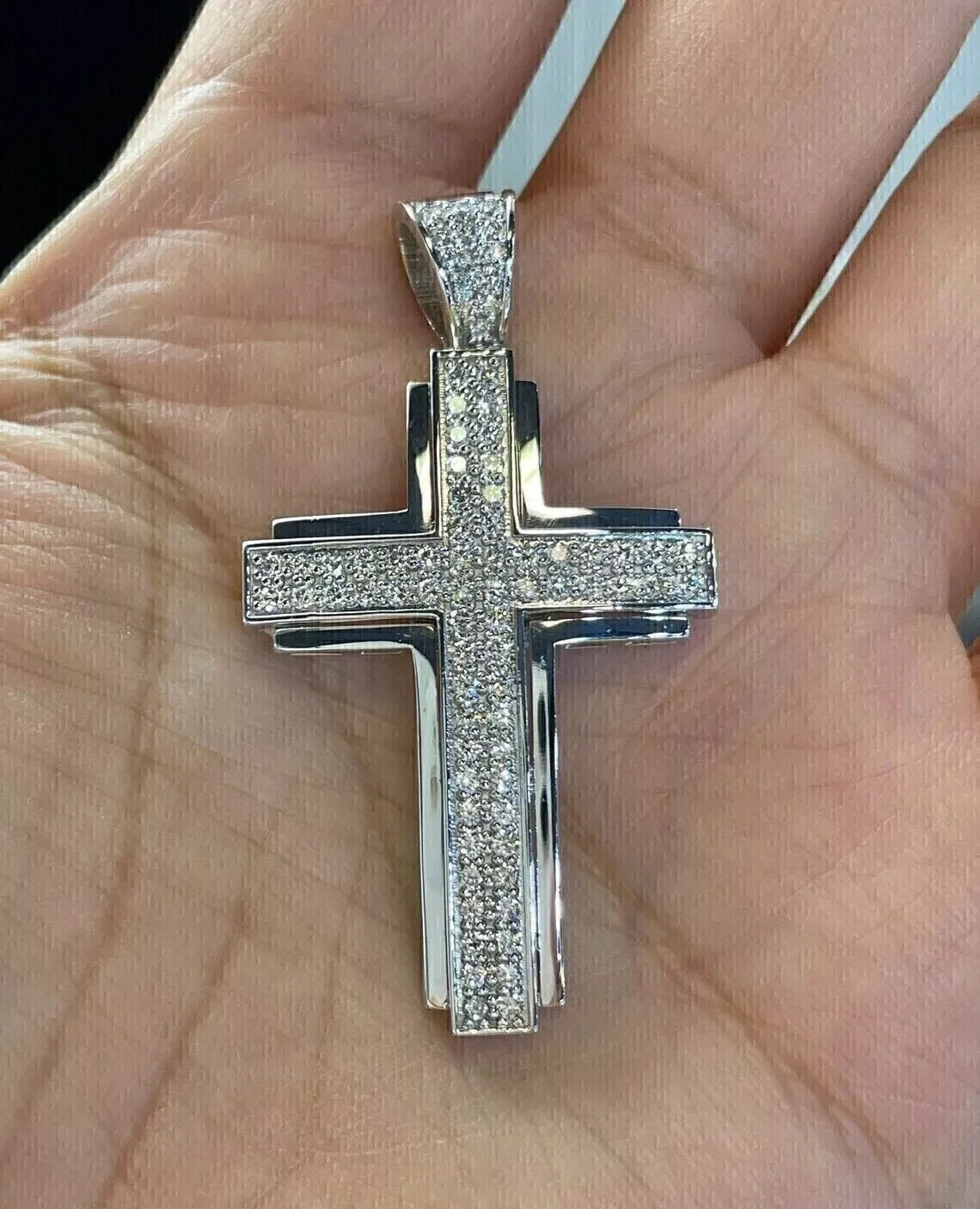 2Ct Round Cut Lab Created Diamond Men's Cross Charm Pendant 925 ...