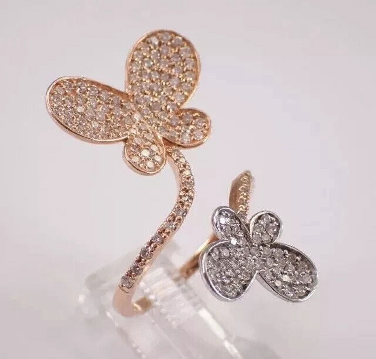 2Ct Round Cut Lab Created Diamond Two Butterfly Engagement Ring 14K ...