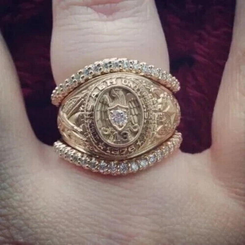 2Ct Round Cut Lab Created Diamond University Aggie Ring Set 14k Yellow ...