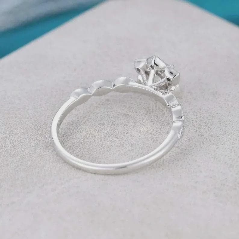 2Ct Round Cut Real Moissanite Diamond Women Cluster Engagement Ring 14K ...
