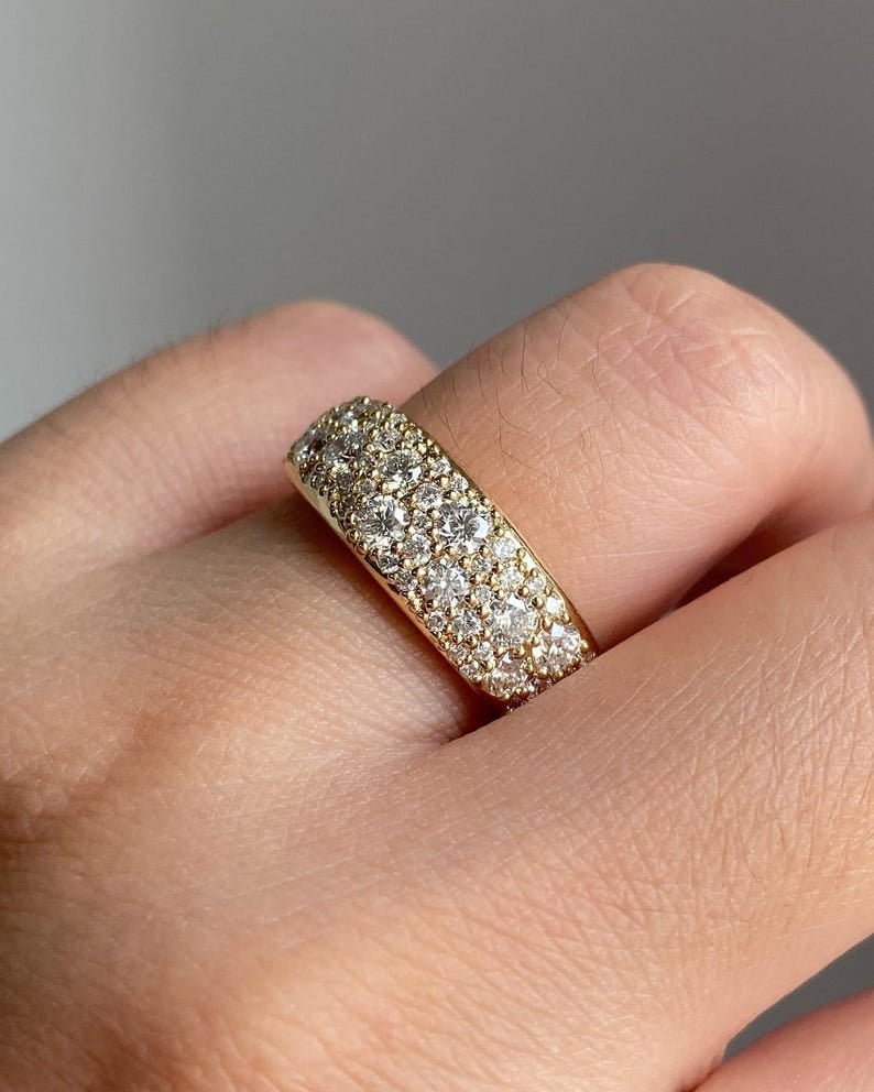 2Ct Round Cut Real Moissanite Diamond Women Cluster Engagement Ring 14K ...